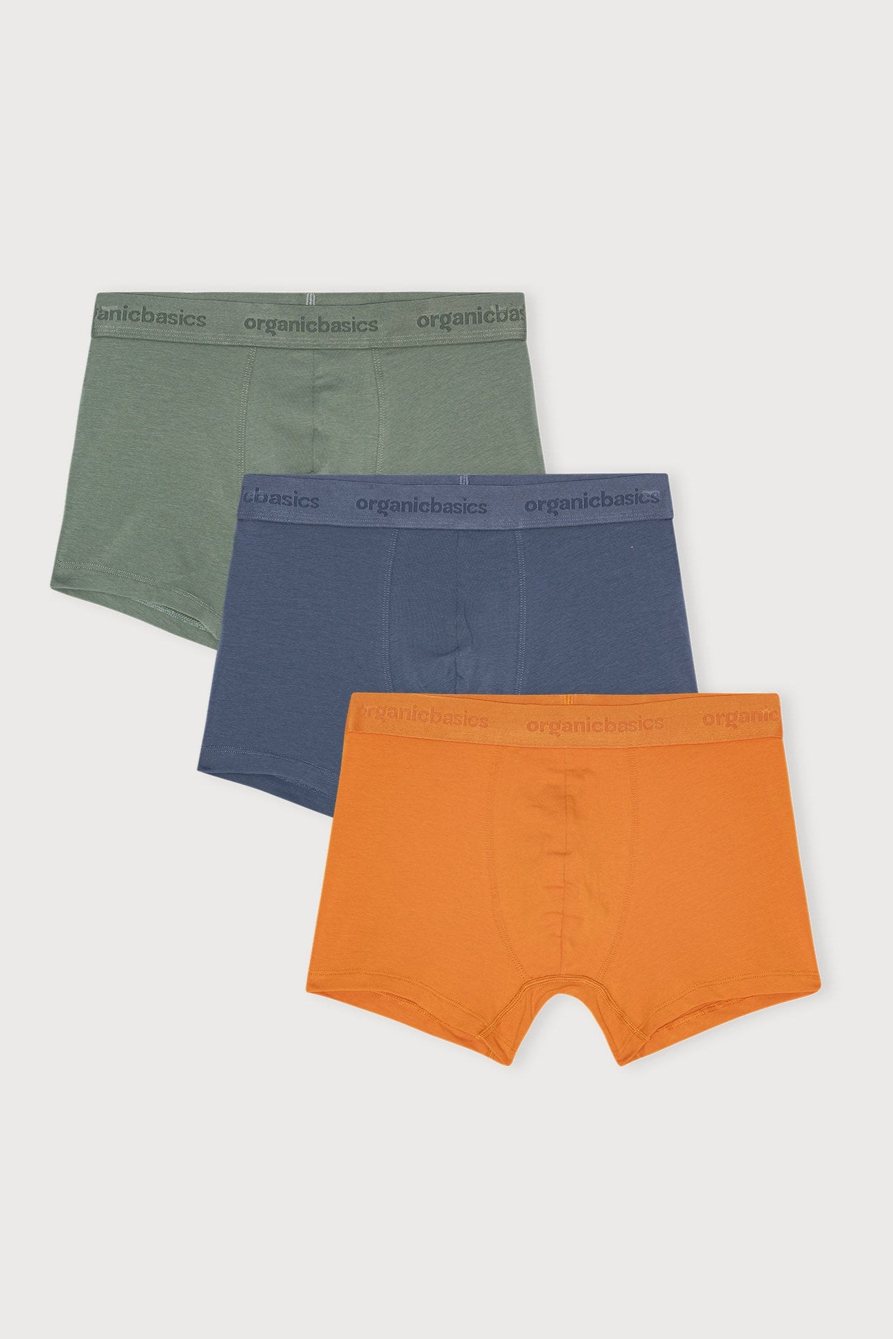 ORGANIC BASICS Core Boxers 3-Pack • Seaweed / Ocher / Rainy Blue ...